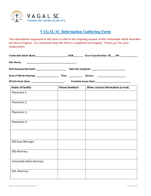 Fillable Online aging sc VAGAL SC Information Gathering Form Fax Email ...