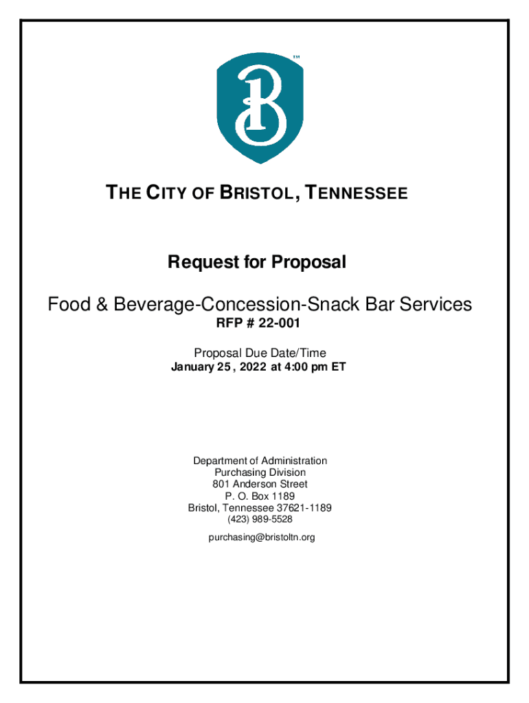 Fillable Online Request for Proposal Food & Beverage-Concession-Snack ...