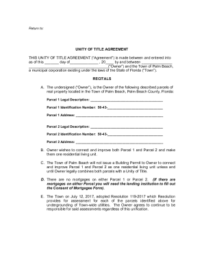 Fillable Online Unity of Title Agreement Fax Email Print - pdfFiller