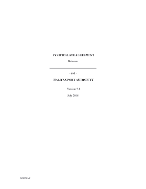 Fillable Online PYRITIC SLATE AGREEMENT Between - Port of Halifax Fax ...
