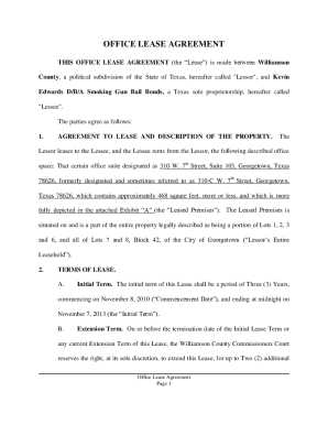 Fillable Online OFFICE LEASE AGREEMENT Fax Email Print - pdfFiller