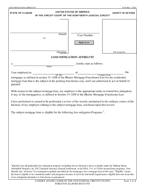 Fillable Online Case Number LOSS MITIGATION AFFIDAVIT I , hereby state ...