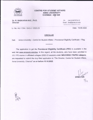 Fillable Online Anna University Student AffairsPDFAcademic Certificate ...