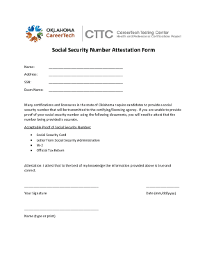 Fillable Online social-security-number-attestation-form Fax Email Print ...