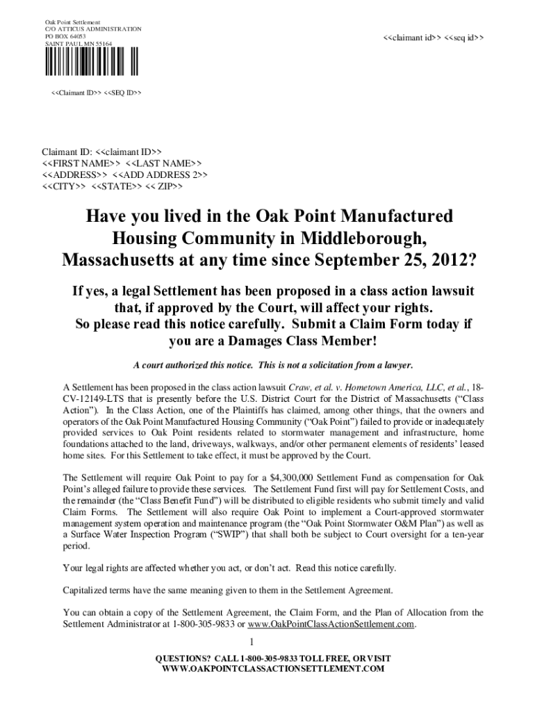 Fillable Online Atticus Administration: Class Action Settlement Claims ...