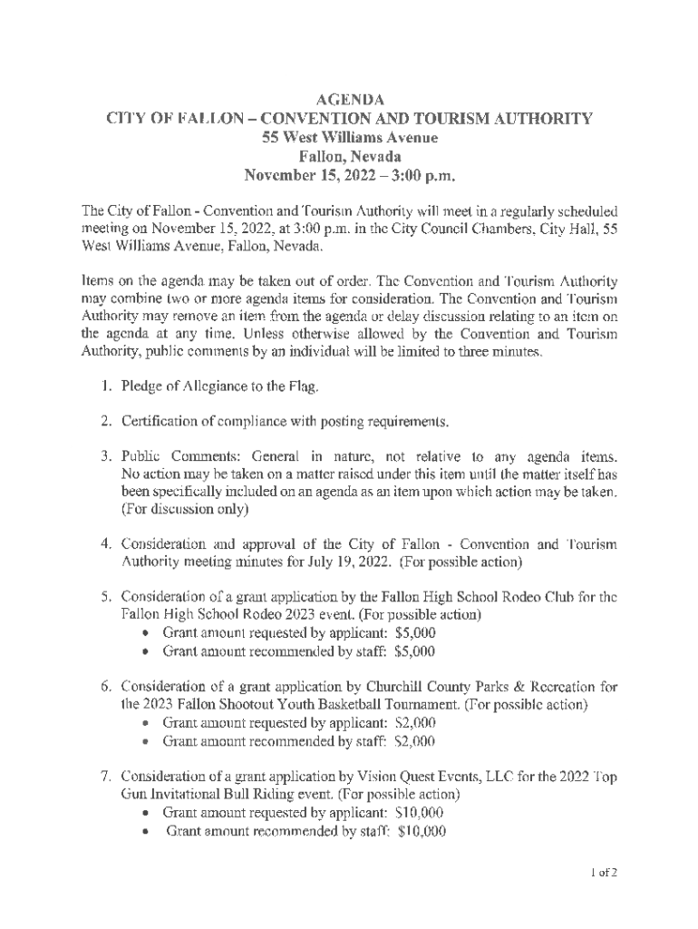 Fillable Online City-of-Fallon-Convention-and-Tourism-Authority-July-19 ...