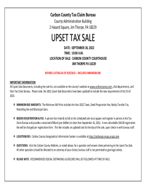 Fillable Online UPSET TAX SALE Fax Email Print - pdfFiller