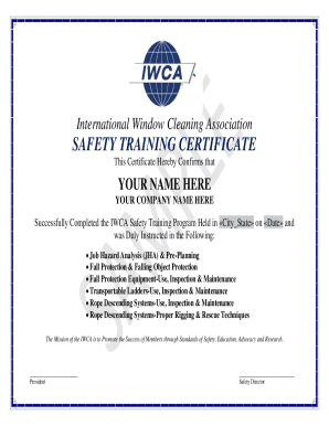 Fillable Online SAFETY TRAINING CERTIFICATE Fax Email Print - pdfFiller