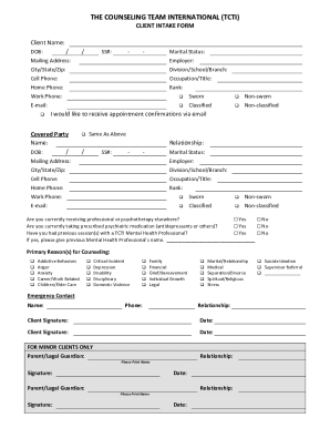 Fillable Online CLIENT INTAKE FORM- Lyn Firth Counselling Fax Email ...
