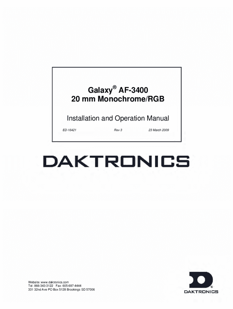 Fillable Online AF-3400 20 mm Monochrome/RGB Display Manual Fax Email Print - pdfFiller