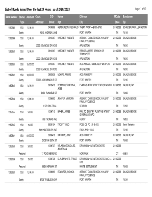 Fillable Online 10 - Daily Bond Report Fax Email Print - pdfFiller