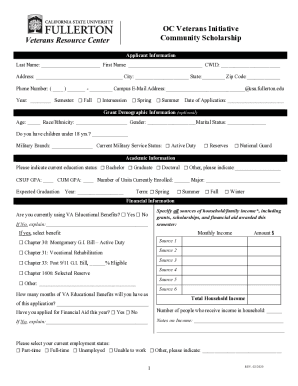 Fillable Online Forms - Veterans Resource Center - Cal State Fullerton Fax Email Print - pdfFiller