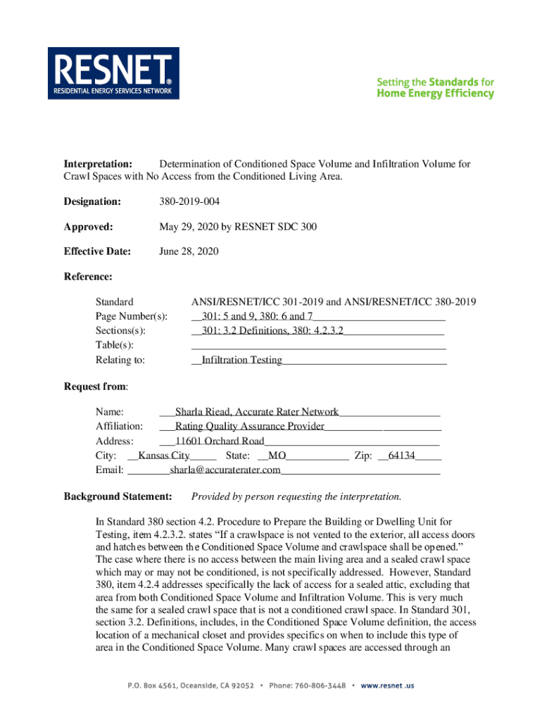 Fillable Online Interpretation: Determination of Conditioned Space Volume and ... Fax Email ...