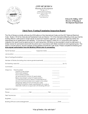 Fillable Online Third Party Footing/Foundation Inspection Report Fax ...