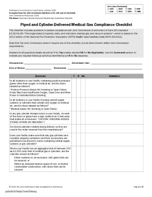 Fillable Online Piped and Cylinder-Delivered Medical Gas Compliance ...