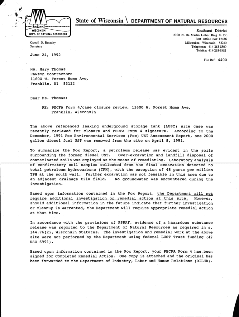 Fillable Online dnr wi Wisconsin Dept of Natural Resources, 2300 N Dr Martin ... Fax Email Print ...