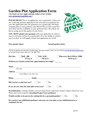 Fillable Online paper application FRONT - Project Grow Community ...