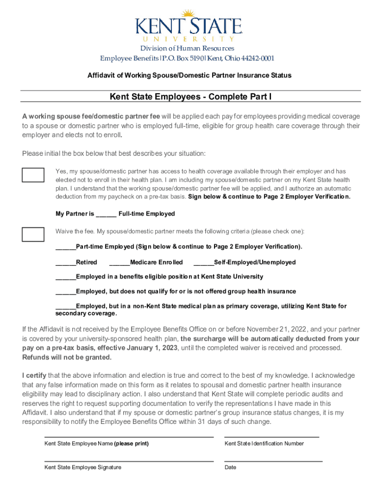 Fillable Online Kent State Employees - Complete Part I Fax Email Print ...