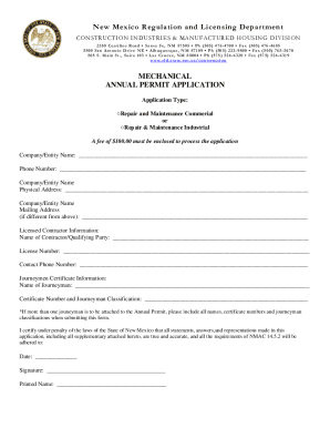 Fillable Online Mechanical Annual Permit Application Fax Email Print ...