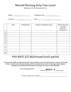 Fillable Online PACS TIMESHEET Missed Duty-Free Lunch (MCEA Only) Fax ...