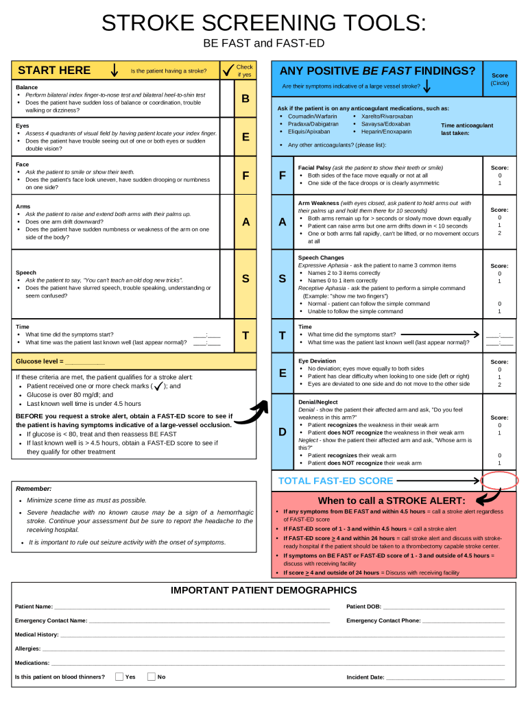 Fillable Online Know the Signs of Stroke - BE FAST - Duke Health Fax ...