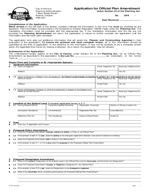 Fillable Online Application for Official Plan Amendment Section 22 of ...