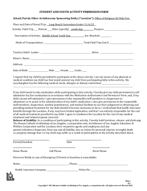 Fillable Online Student and Youth Activity and Permission Form Fax Email Print - pdfFiller
