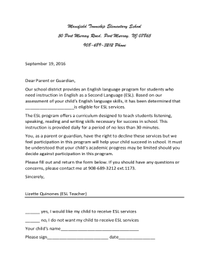 Fillable Online Mansfield Township Elementary School 50 Port Murray Road, Port ... Fax Email ...