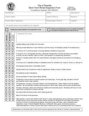 Fillable Online City of Seaside Short Term Rental Inspection Form Fax ...