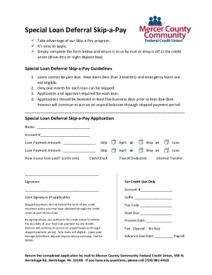 Fillable Online Skip-A-Pay: Credit Union Skip a Payment Program Fax ...