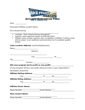 Affiliate Application Doc Template | pdfFiller