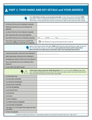 Fillable Online Claim Forms - First Nations Drinking Water Settlement ...