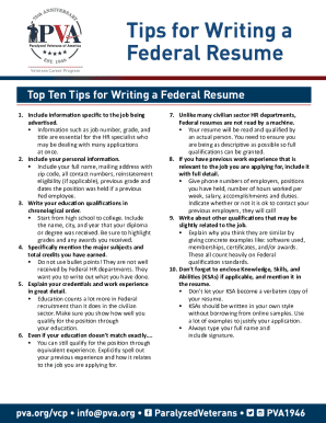 Fillable Online Tips for Writing a Federal Resume - U.S. Department of ...