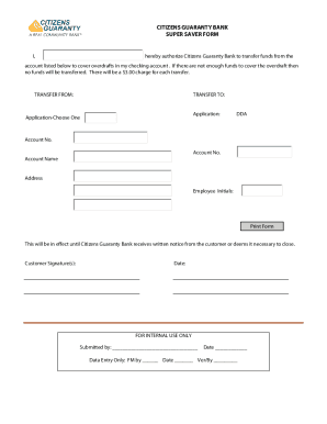 Fillable Online CITIZENS GUARANTY BANK SUPER SAVER FORM Fax Email Print ...