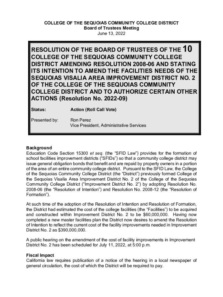 Fillable Online RESOLUTION OF THE BOARD OF TRUSTEES OF THE 10 ... Fax ...