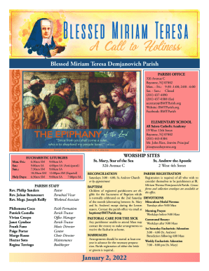 Fillable Online Blessed Miriam Teresa Demjanovich Parish. St. Mary ...