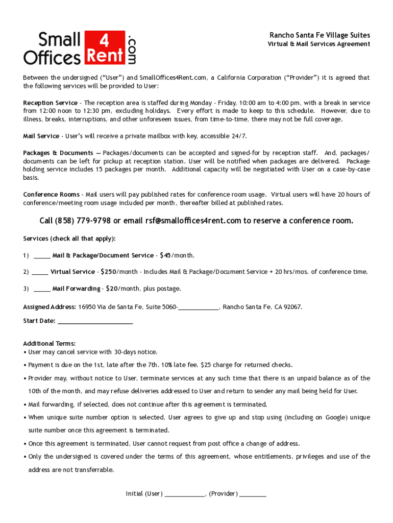 Fillable Online rsf-virtual-mail-agreement Fax Email Print - pdfFiller