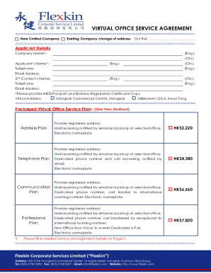 Fillable Online VIRTUAL OFFICE SERVICE AGREEMENT Fax Email Print - pdfFiller