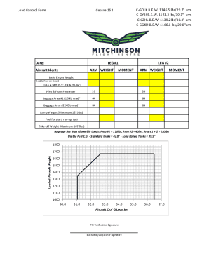Fillable Online Load Control Form Cessna 152 C-GOLK B.E.W. 1146.5 lbs ...