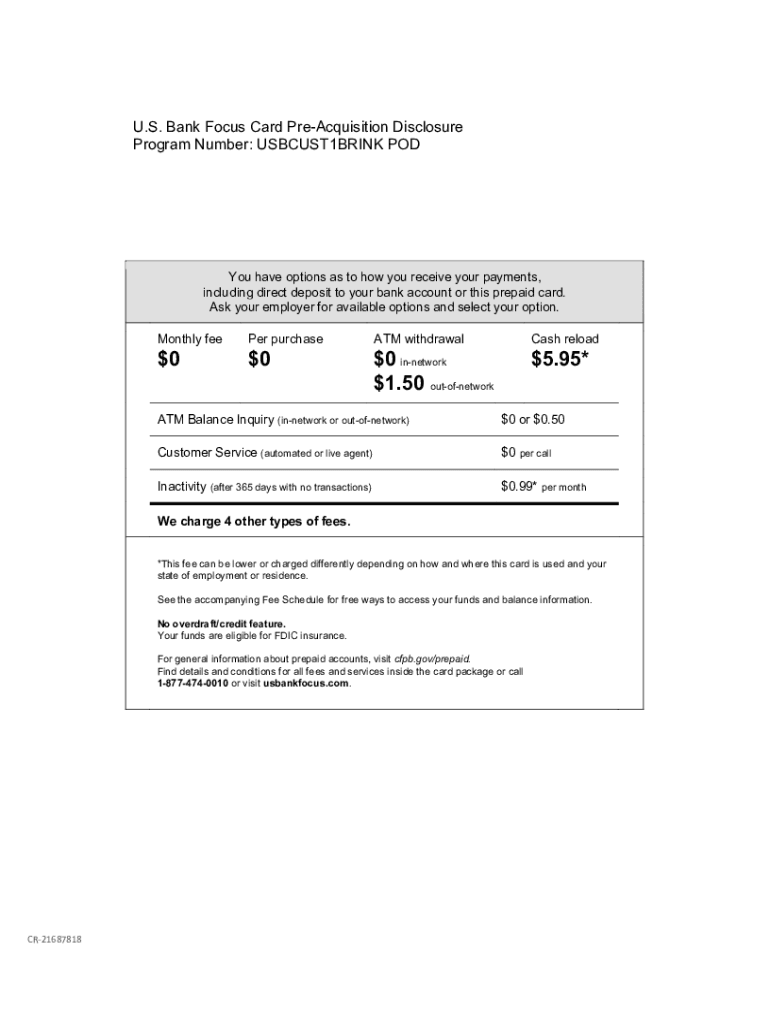 Completable En línea Us Bank Focus Paycard Disclosure Fax Email ...