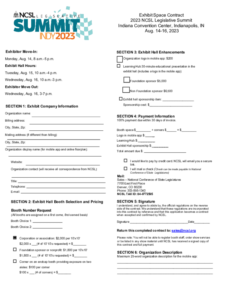 Fillable Online Exhibit Space Contract Fax Email Print - pdfFiller