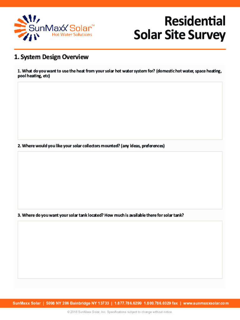 Fillable Online Residential Solar Site Survey Fax Email Print - pdfFiller