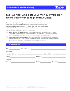 Fillable Online Nomination of Beneficiaries FormSlate Super Fax Email ...