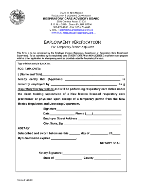 Fillable Online Packet Employment Verification.doc Fax Email Print - pdfFiller