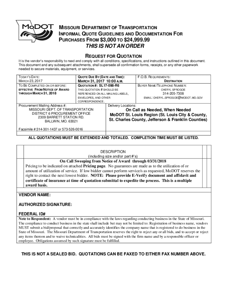Fillable Online Fillable Online modot REQUEST FOR QUOTATION It is the ...
