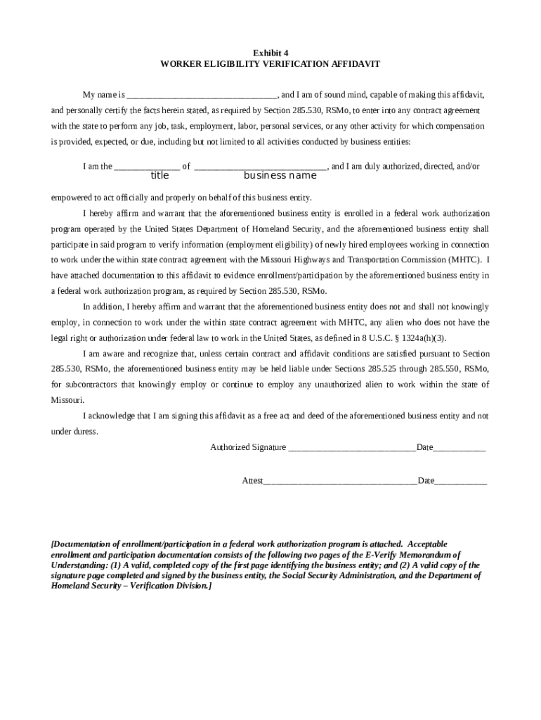 Annual Worker Eligibility Verification Affidavit Doc Template | pdfFiller