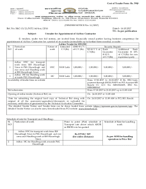 Fillable Online fci gov E-BID DOCUMENT TENDER FOR Supply of Data Entry ... - DOT Fax Email Print ...