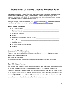 Fillable Online Transmitter of Money License Renewal Form Fax Email ...