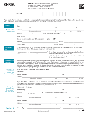 Fillable Online Your Benefit Options at Retirement - Colorado PERA Fax ...