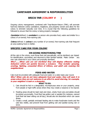 Fillable Online Live in Property Caretaker Agreement Form - Fill Out ...